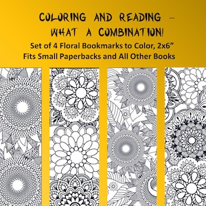 Coloring Floral Bookmarks | Set of 4 | Printable | 2x6" | Digital ...