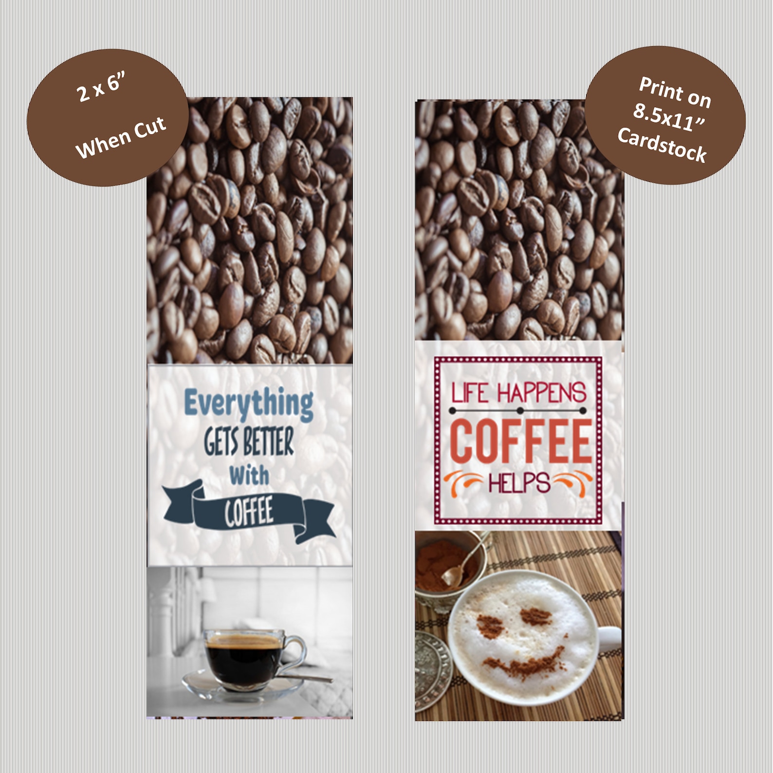 Coffee Quote Bookmarks: Set of 4 Printable Designs (digital Delivery ...