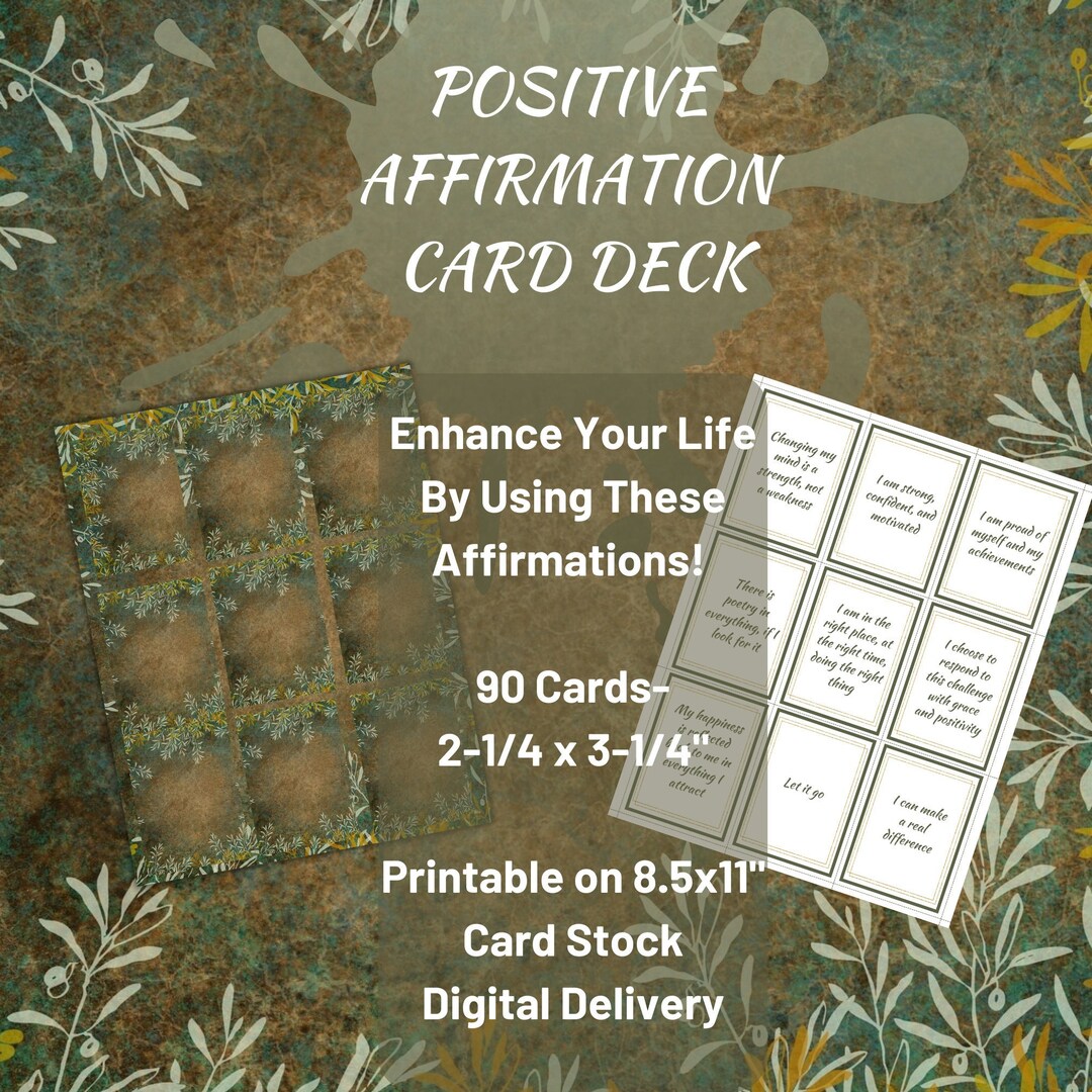 90 Positive Affirmation Cards: Printable Inspirational Deck (digital ...