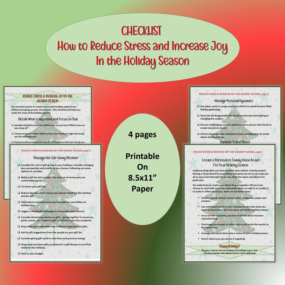 How to Reduce Stress and Increase Joy in the Holiday Season Checklist ...