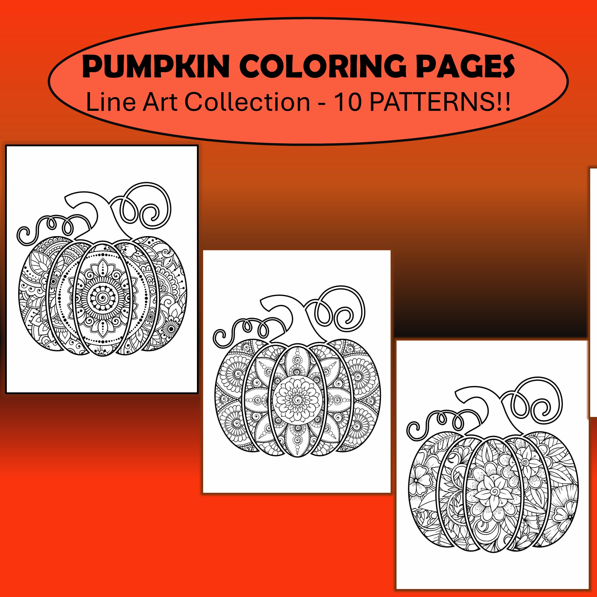 Pumpkin Coloring Pages | Line Art Collection | Printable | 8.5 X 11 ...