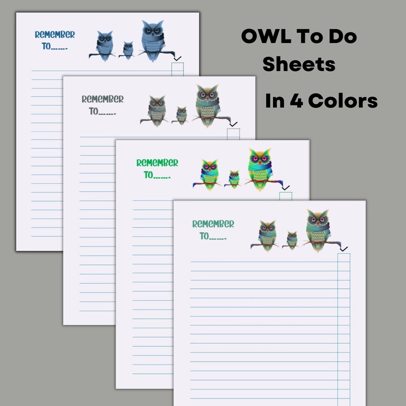 Owls to Do Sheets | 4 Colors | Printable | 8.5x11" |print at Home ...