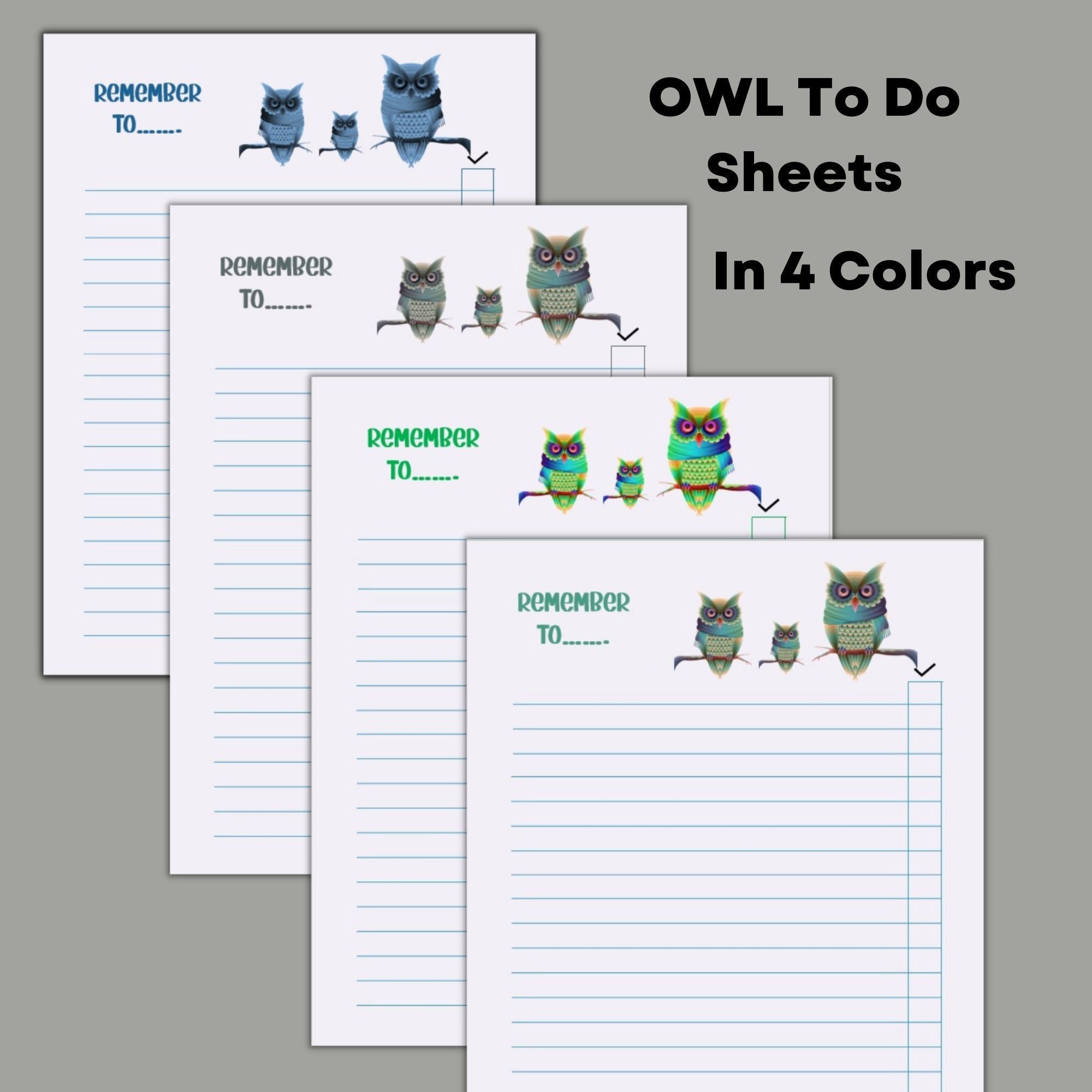 Owls to Do Sheets | 4 Colors | Printable | 8.5x11" |print at Home ...