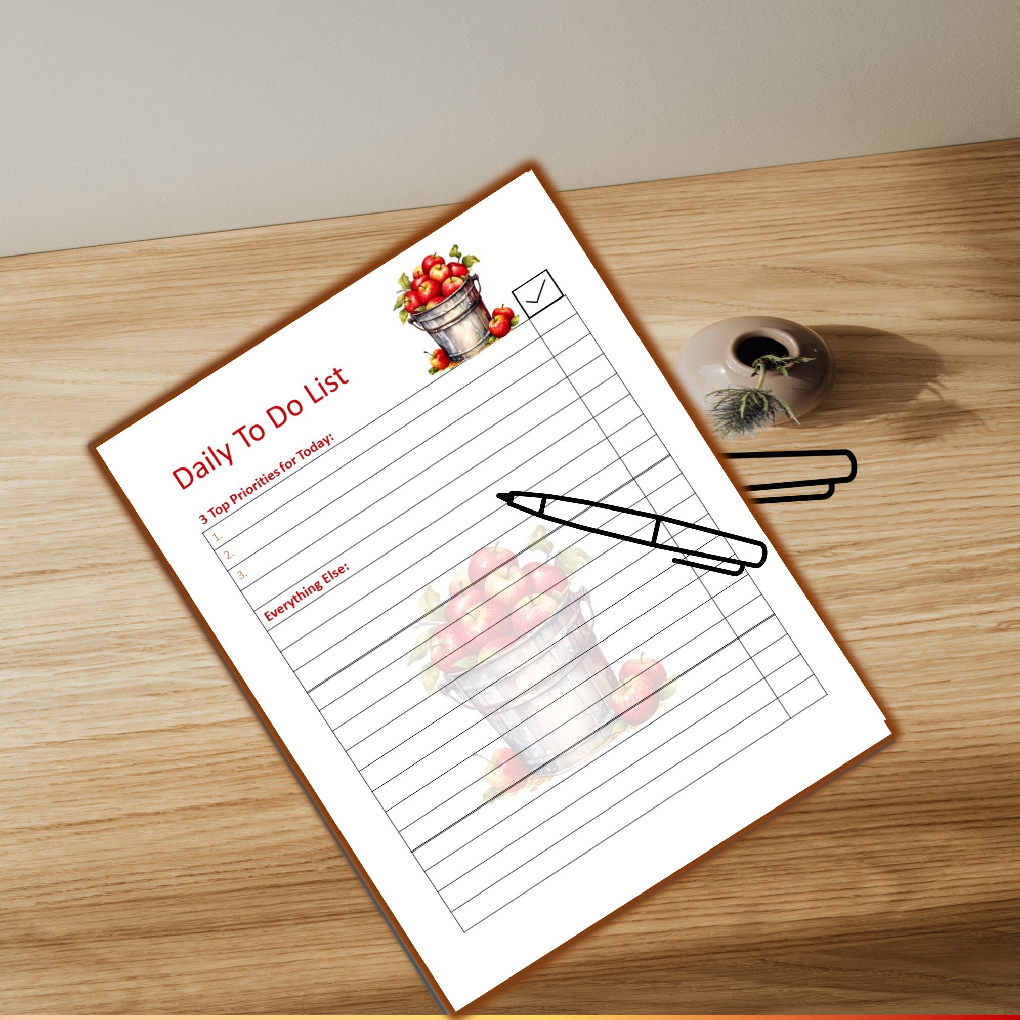 Daily to Do Lists-apple Theme | Set of 3 | Printable | 8.5x11 ...