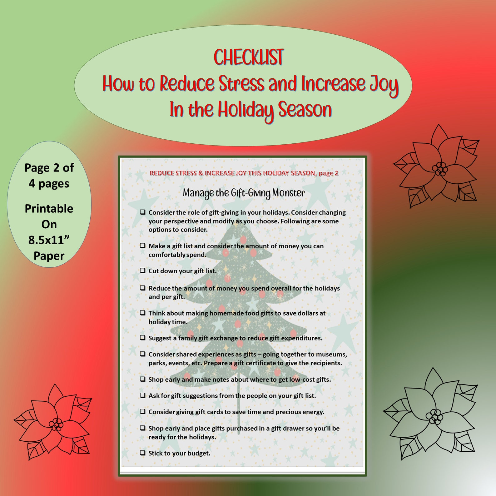 How to Reduce Stress and Increase Joy in the Holiday Season Checklist ...