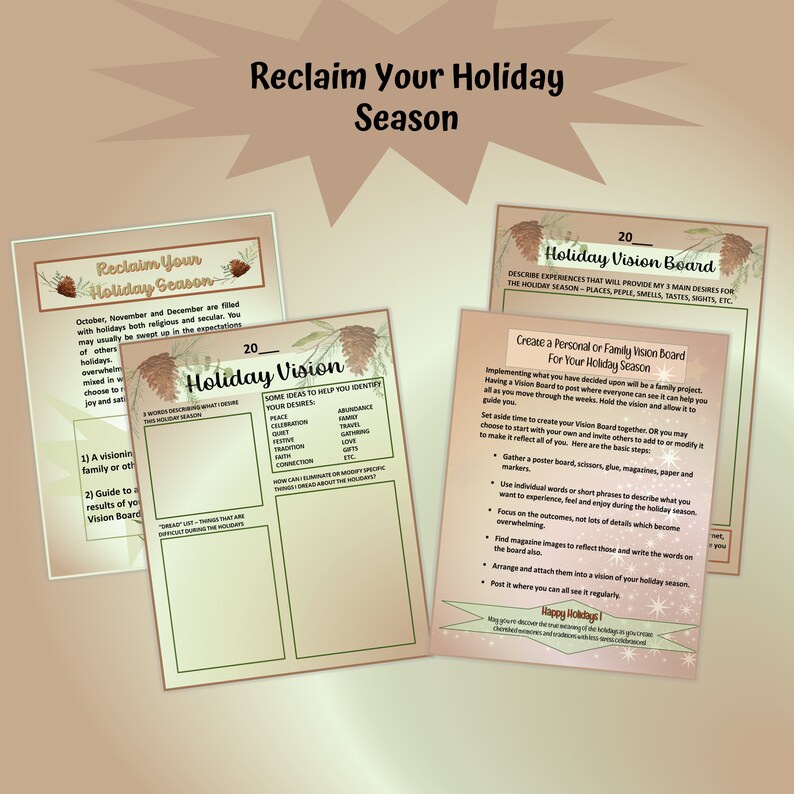 Reclaim Your Holiday Season | Visioning Exercise | Holiday Vision Board | Printable | 8.5x11 ...