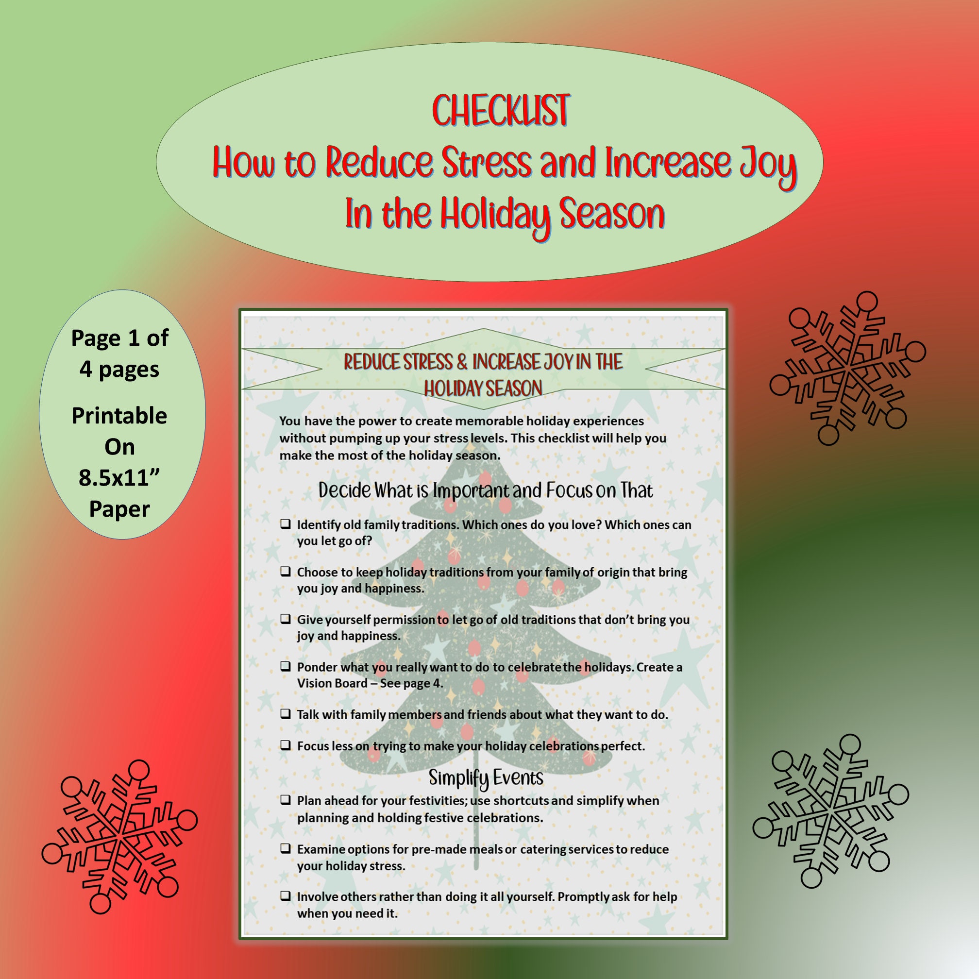 How to Reduce Stress and Increase Joy in the Holiday Season Checklist ...