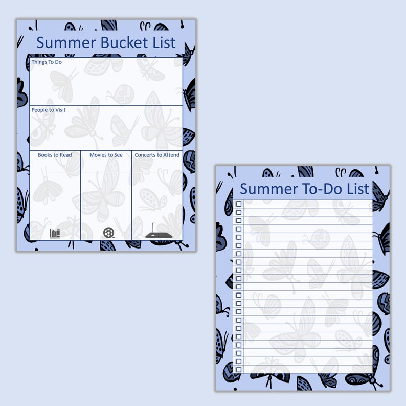 Summer Fun Planner Pages | 10 Printable Forms | Shades of Blue | 8.5x11 ...