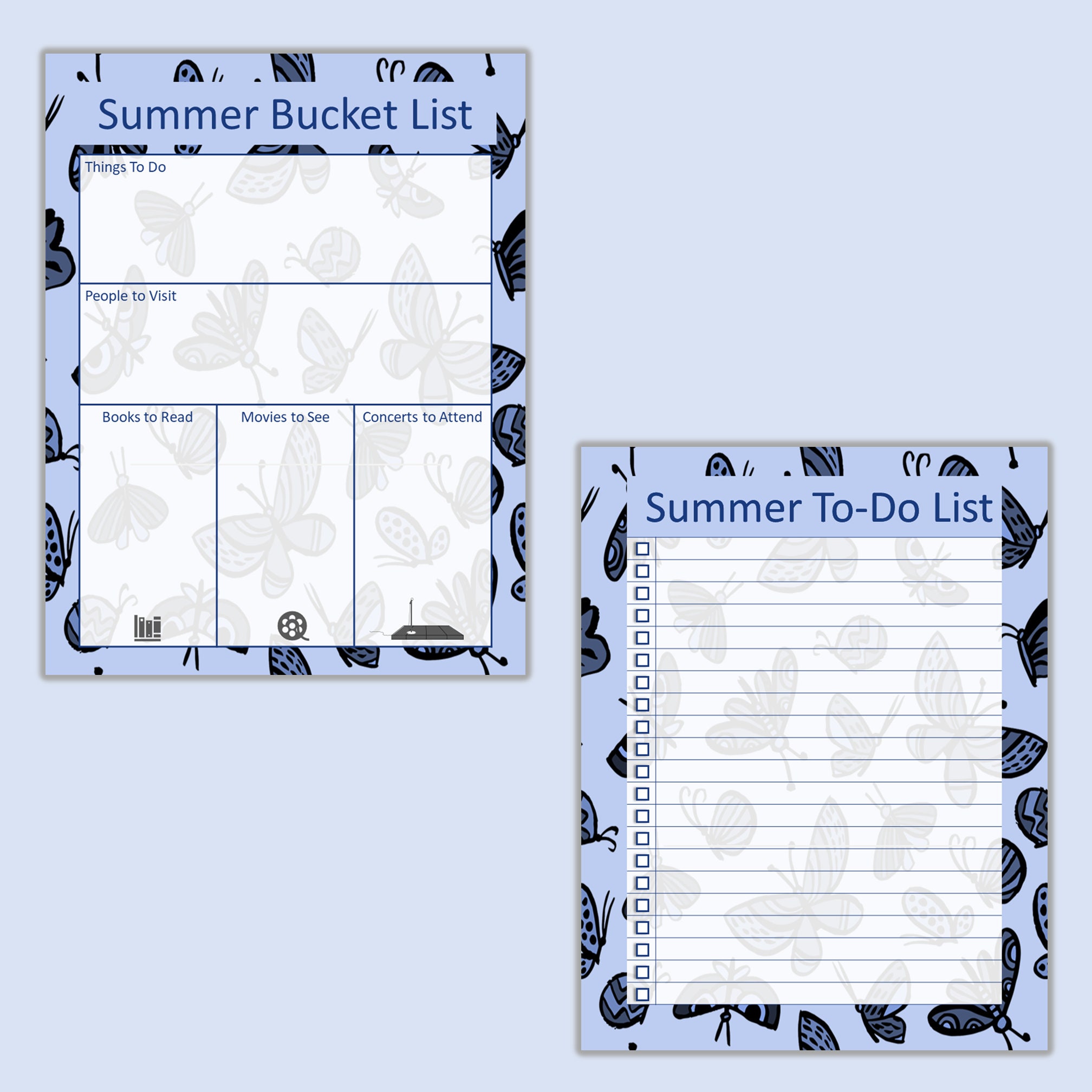 Summer Fun Planner Pages 10 Printable Forms Shades of Blue - Etsy