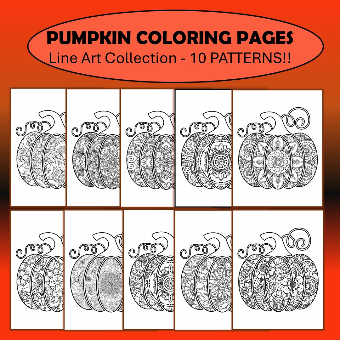 Pumpkin Coloring Pages: Line Art Collection (digital Download) - Etsy