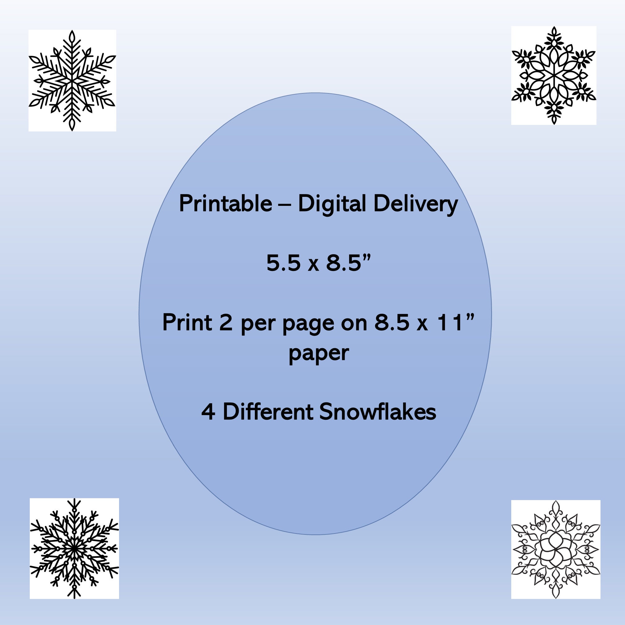 Snowflake Stationery: Unlined Printable Paper (digital Delivery) - Etsy