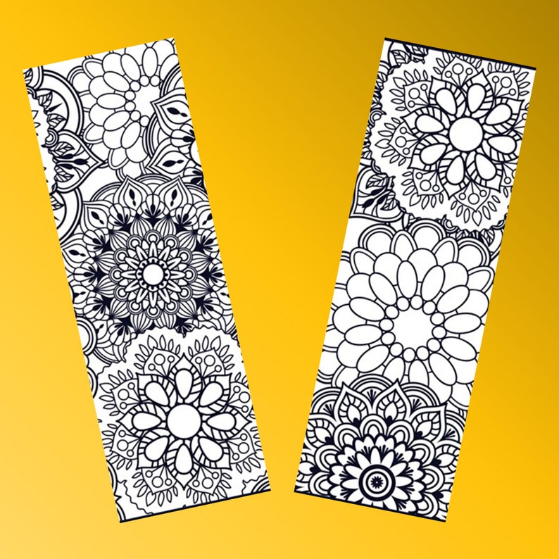 Coloring Floral Bookmarks | Set of 4 | Printable | 2x6" | Digital ...