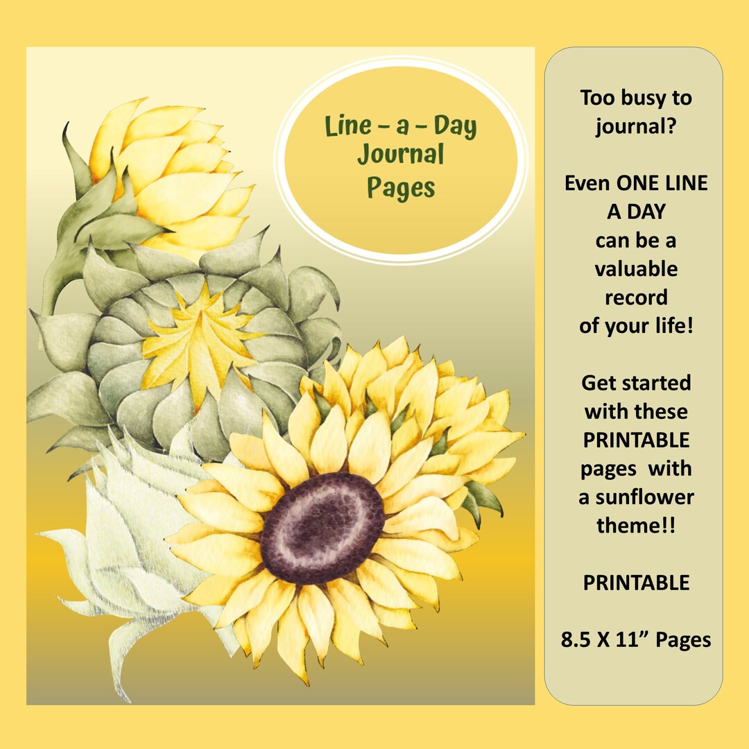 Sunflower One-line-a-day Journal Pages | Get Started Journaling ...