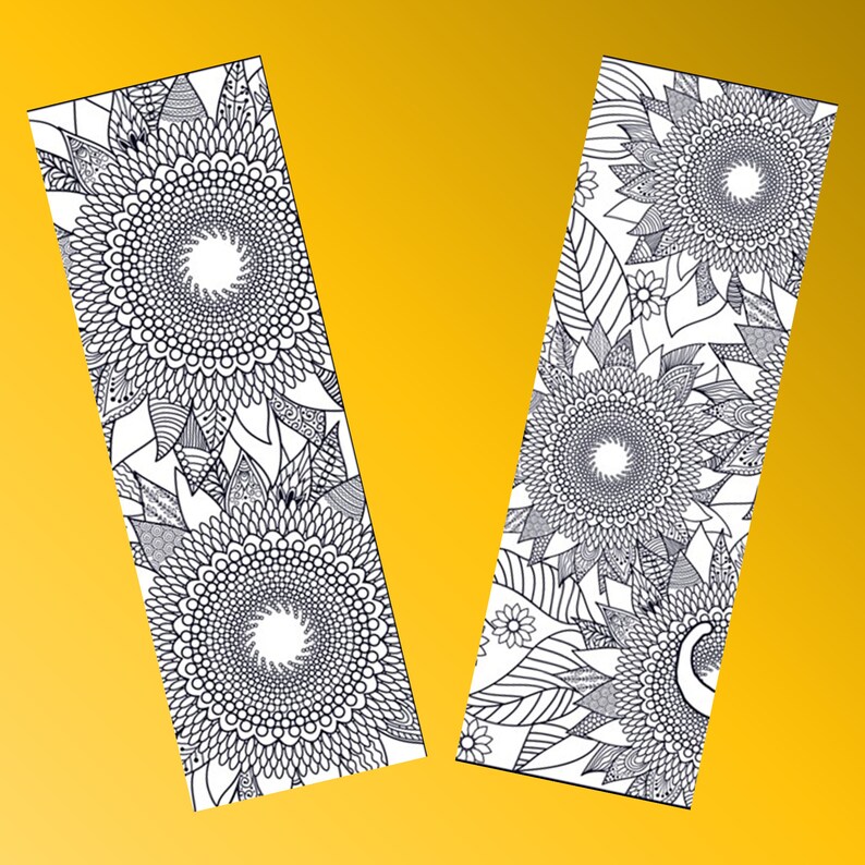 Coloring Floral Bookmarks | Set of 4 | Printable | 2x6" | Digital ...