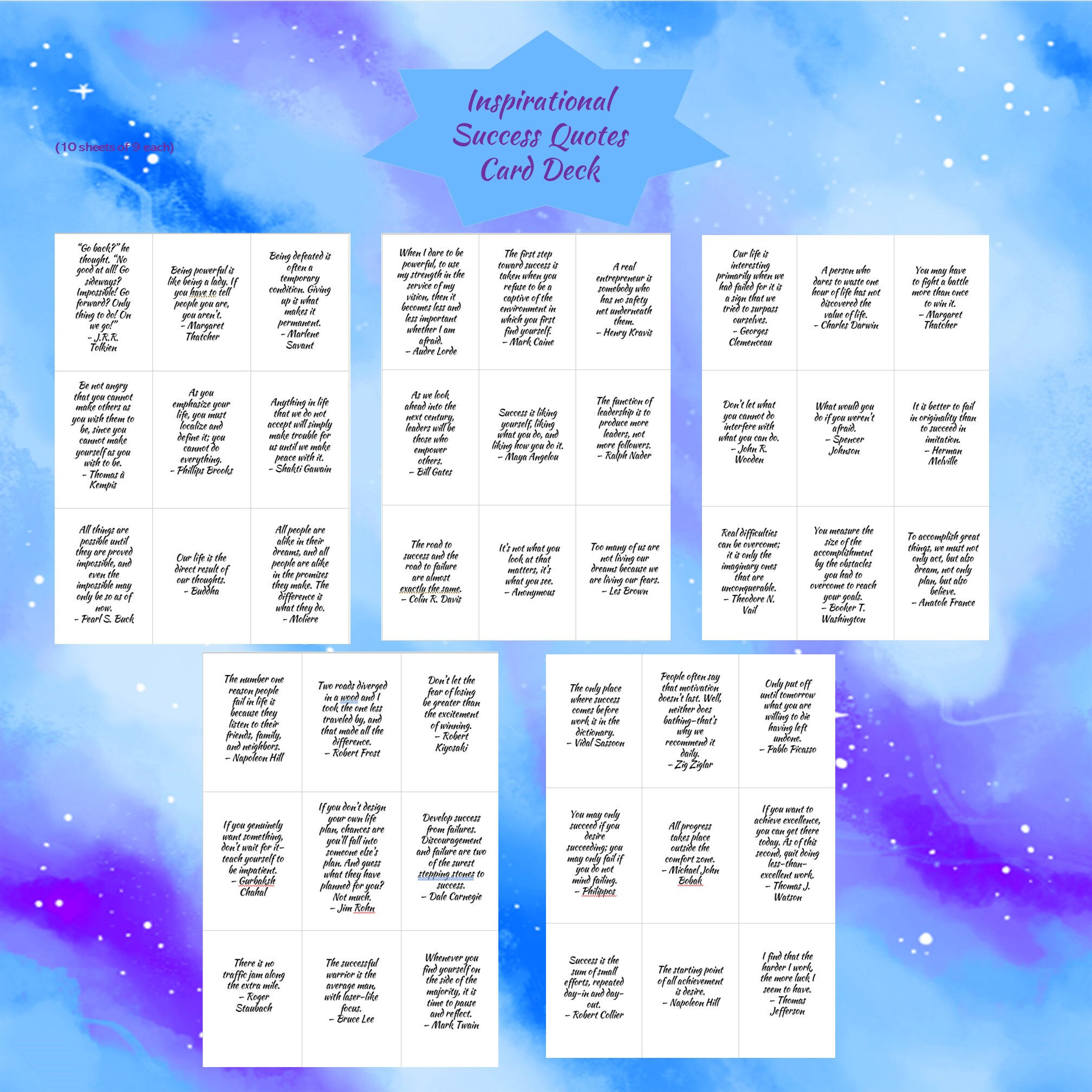 Inspirational Card Deck | Printable | 90 Cards| 2-1/4 X 3-1/4" When Cut ...
