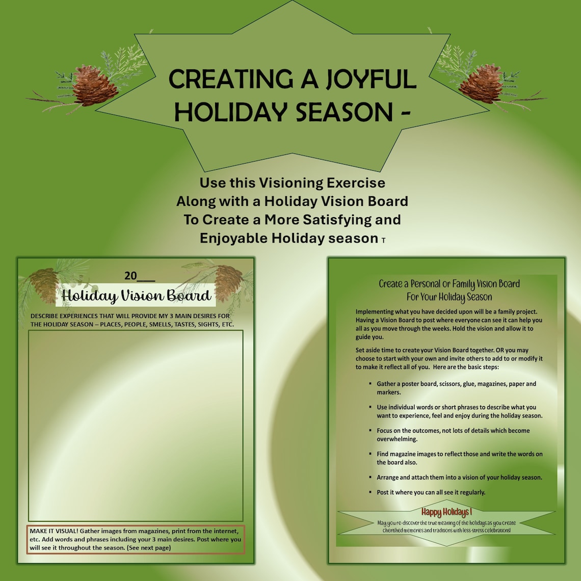 Holiday Vision Board Printable: Joyful Season Visioning Exercise (PDF ...