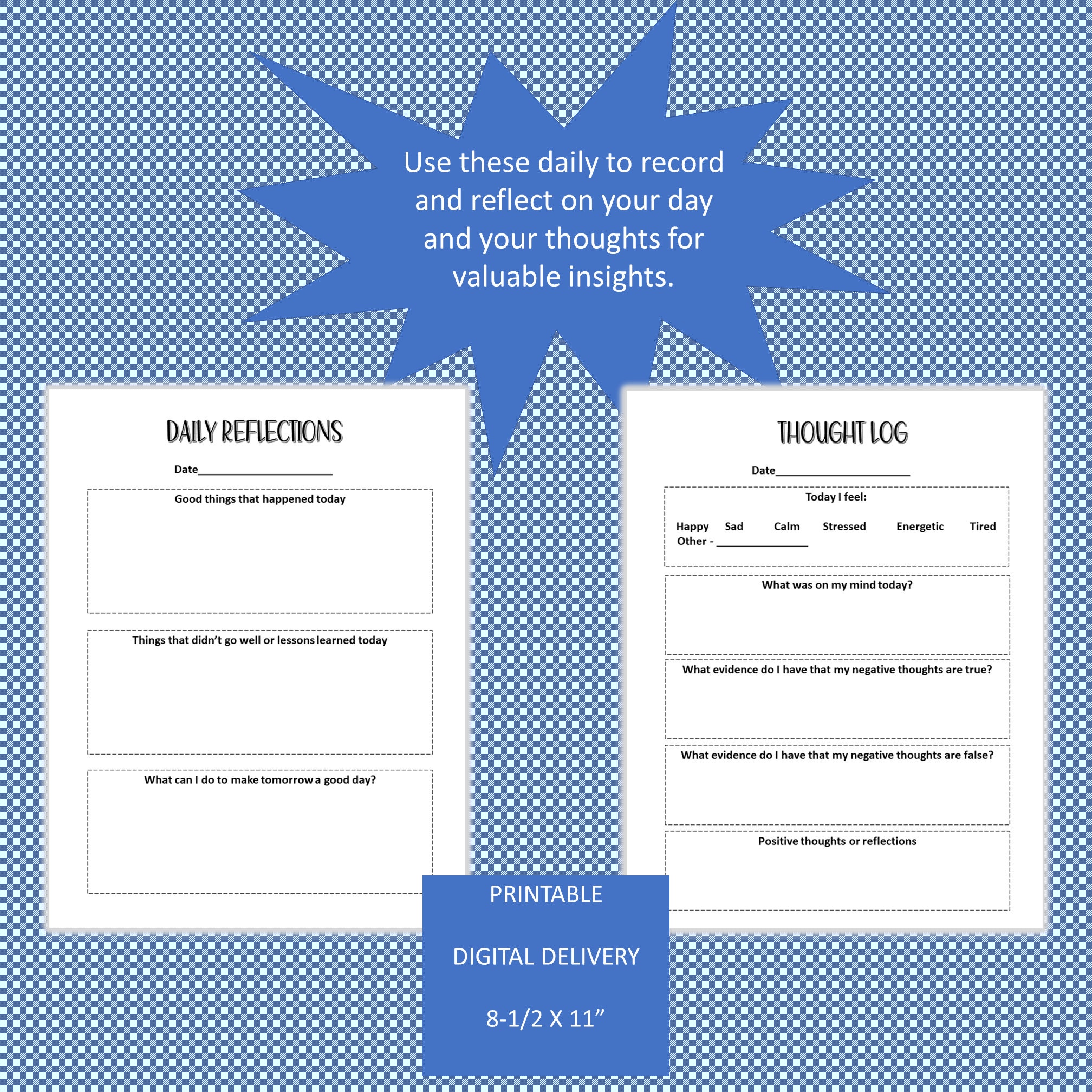 Emotional Wellness Worksheet Pack: Minimalist Reflection (digital ...
