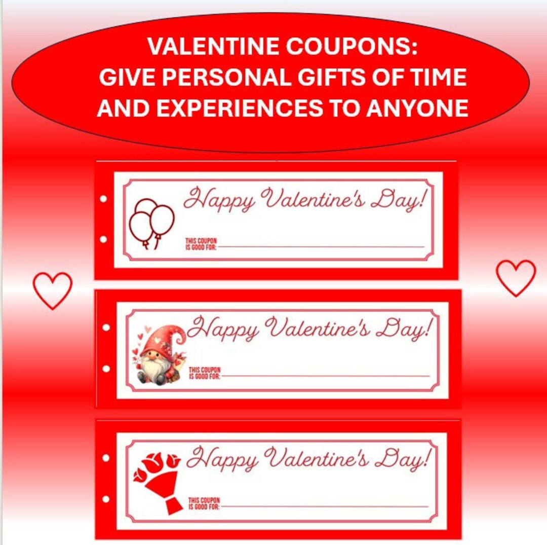 Valentine Coupons | Printable | Give Personal Time | Give Experiences ...