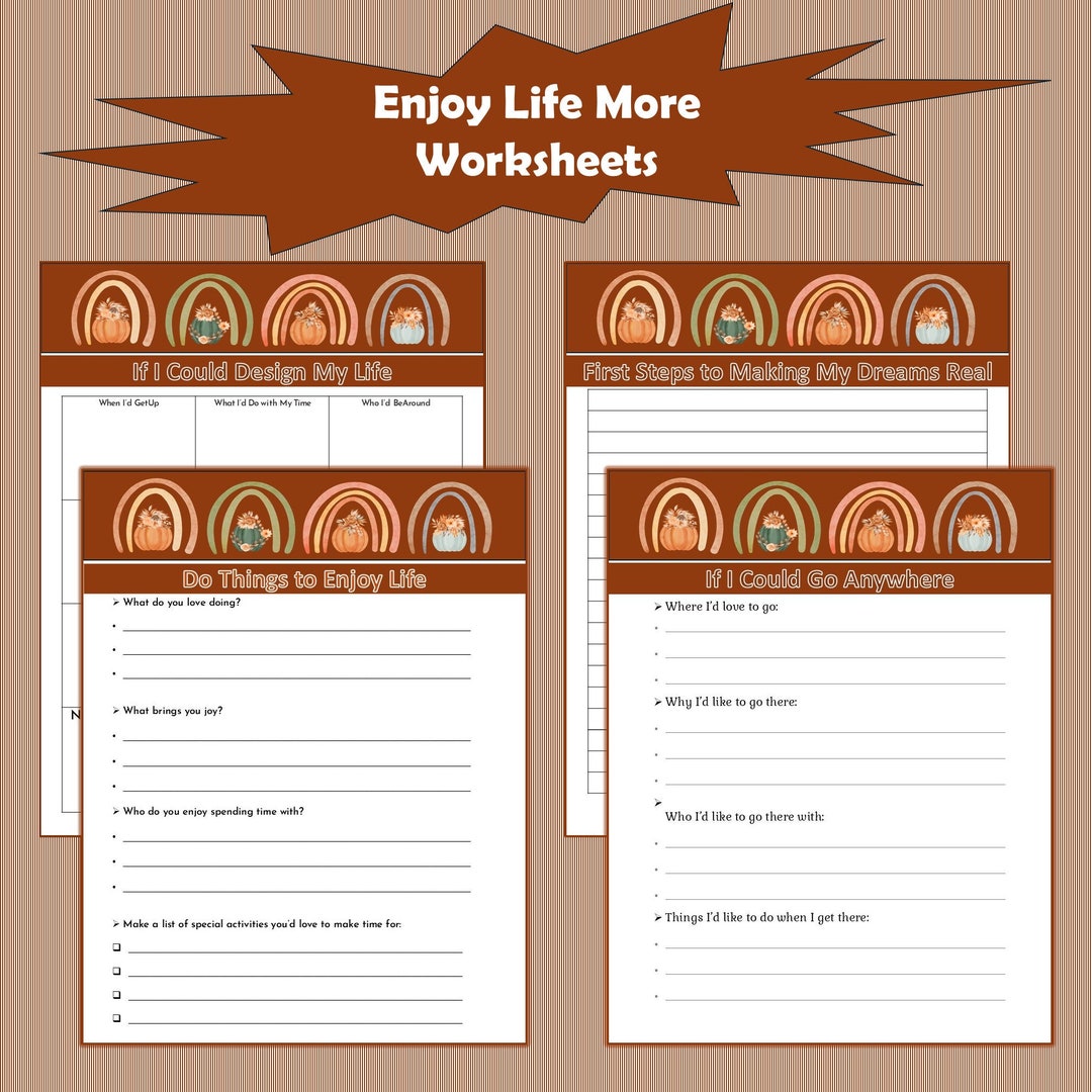 Enjoy Life More Worksheets: Autumn Theme Planner (digital Delivery) - Etsy