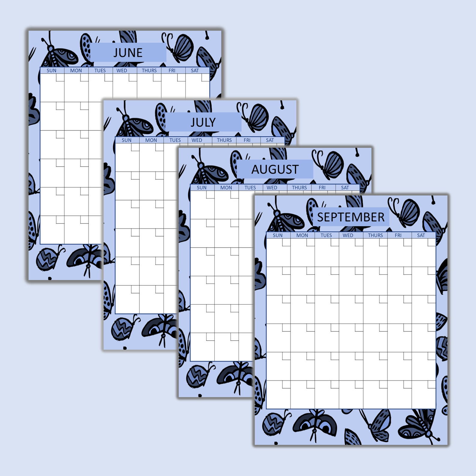 Summer Fun Planner Pages 10 Printable Forms Shades of Blue - Etsy