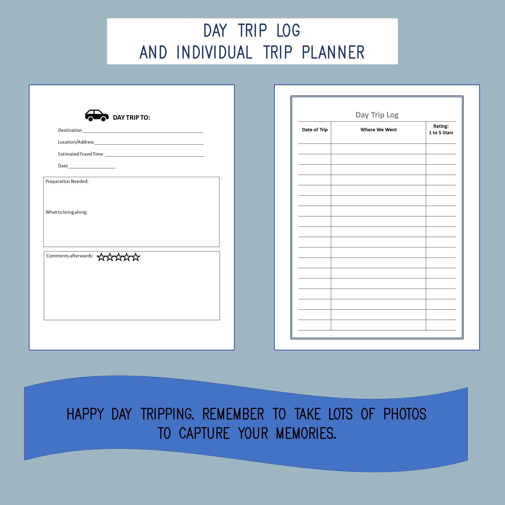 Day Trip Planner | Printable | Planner Sheets | 8.5x11" | Getaways ...