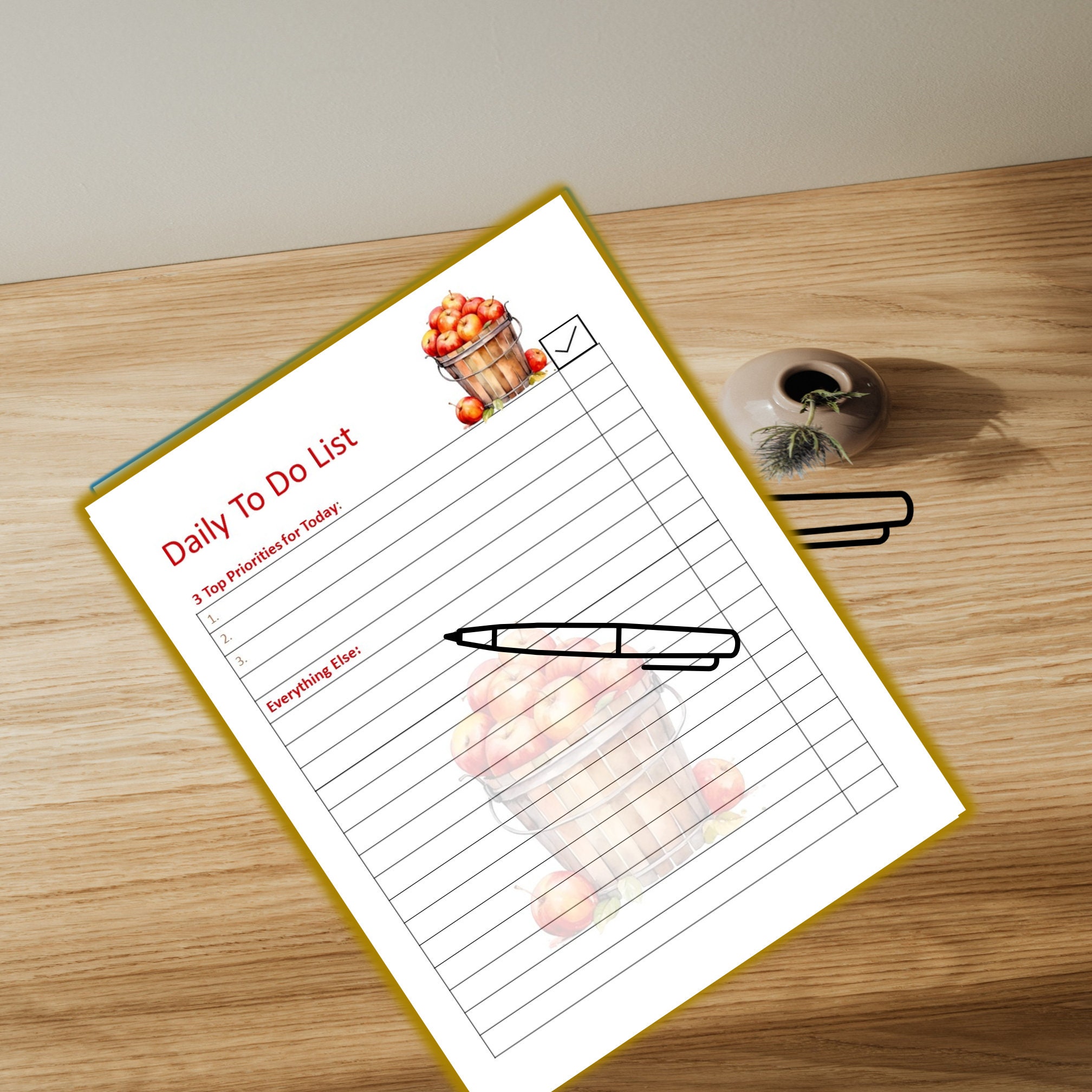 Daily to Do Lists-apple Theme | Set of 3 | Printable | 8.5x11 ...