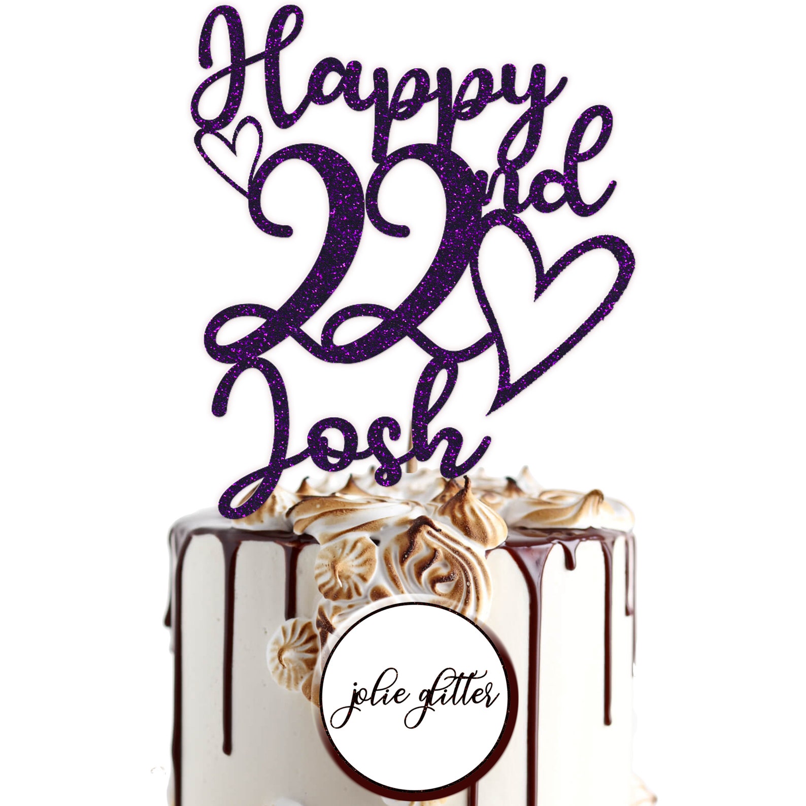 Personalised Custom Glitter Cake Topper Happy 22nd Birthday - Etsy