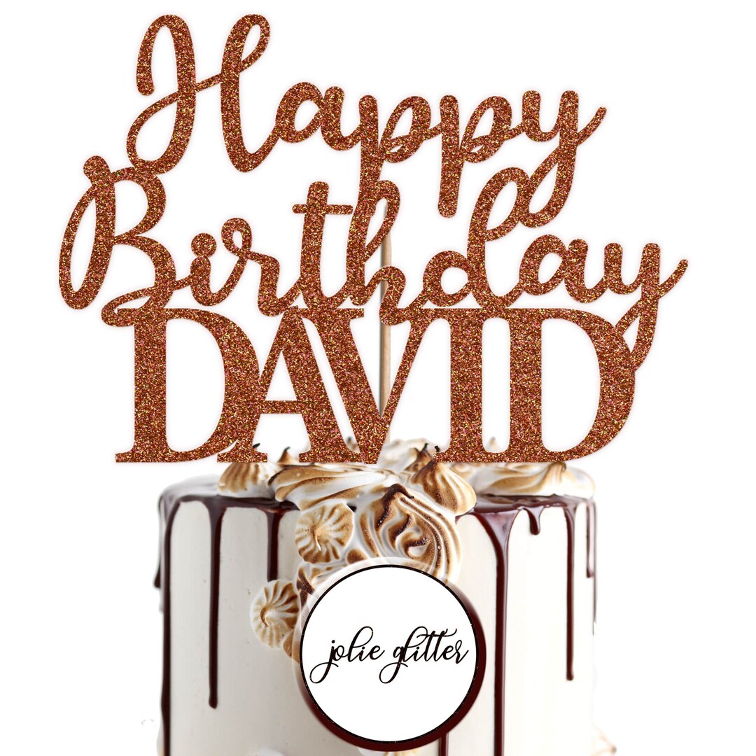 Personalised Custom Glitter Cake Topper Happy Birthday David - Etsy