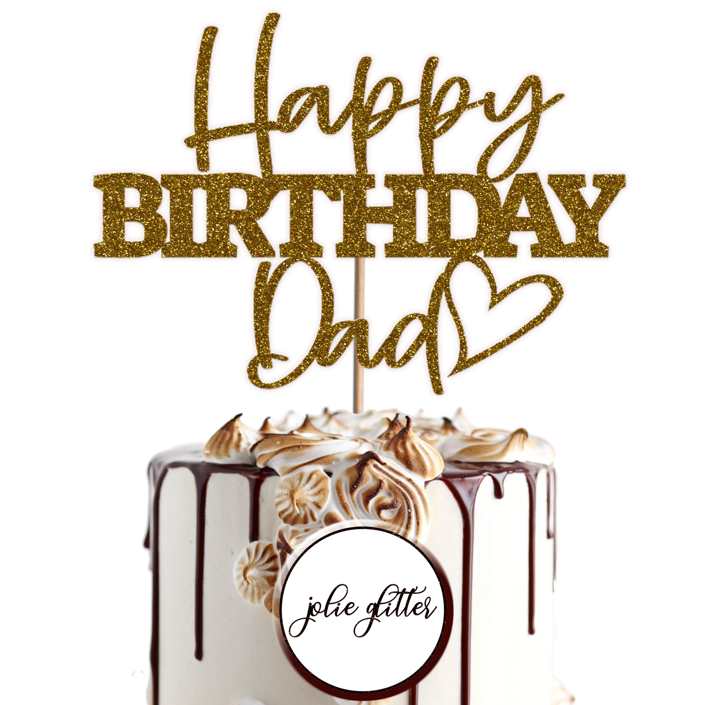 Personalised Custom Glitter Cake Topper Happy Birthday Daddy | Etsy