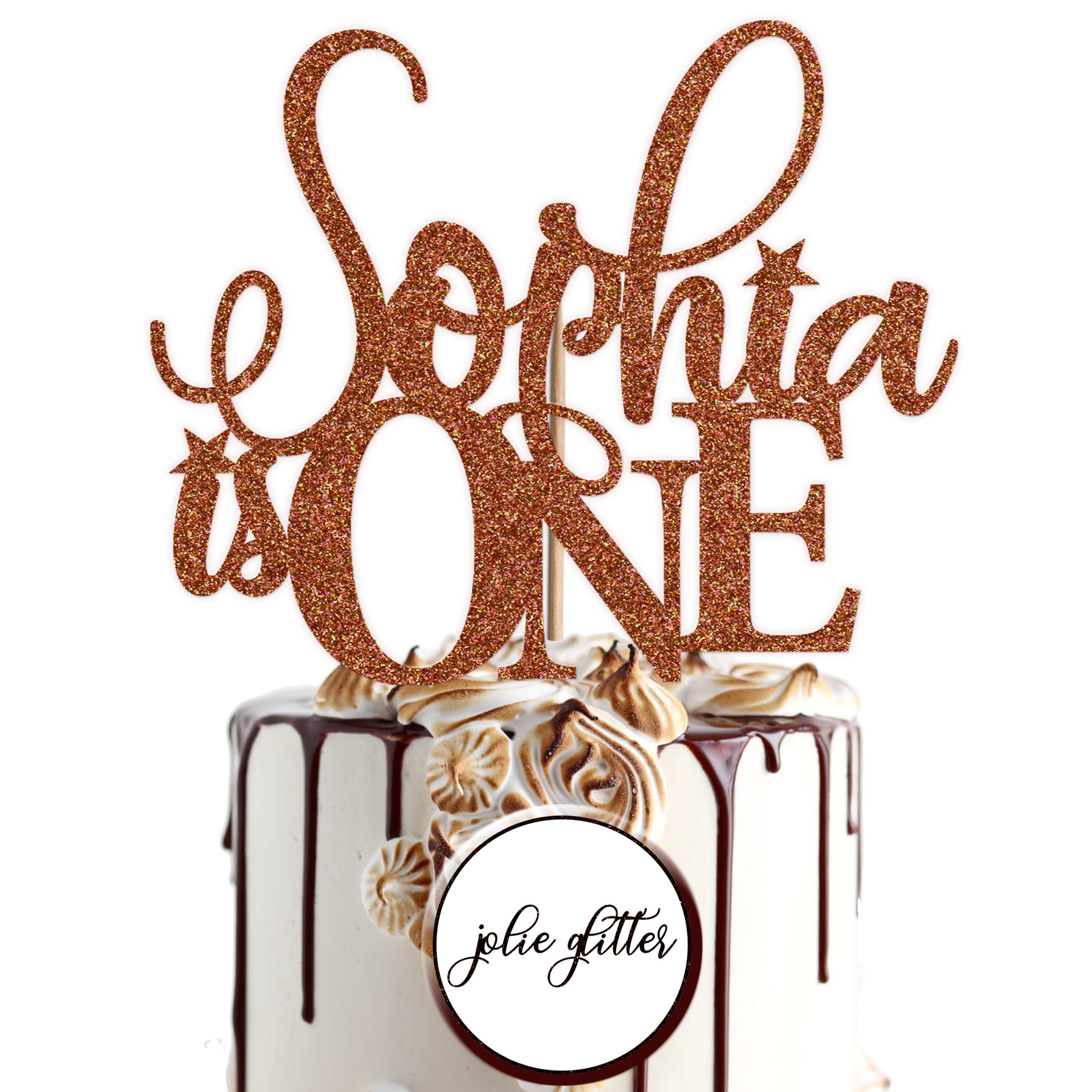 Personalised Custom Glitter Cake Topper Happy 1st Birthday Etsy