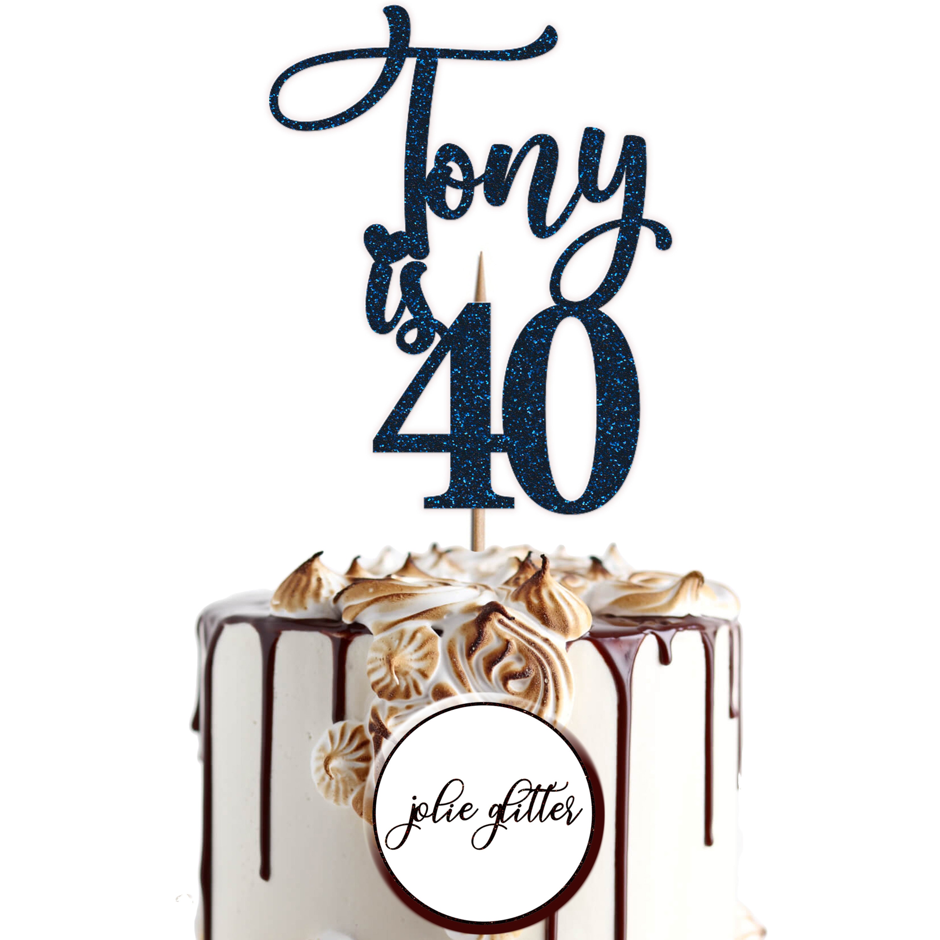 Personnalisé custom Glitter Cake Topper Happy 40th Birthday | Etsy