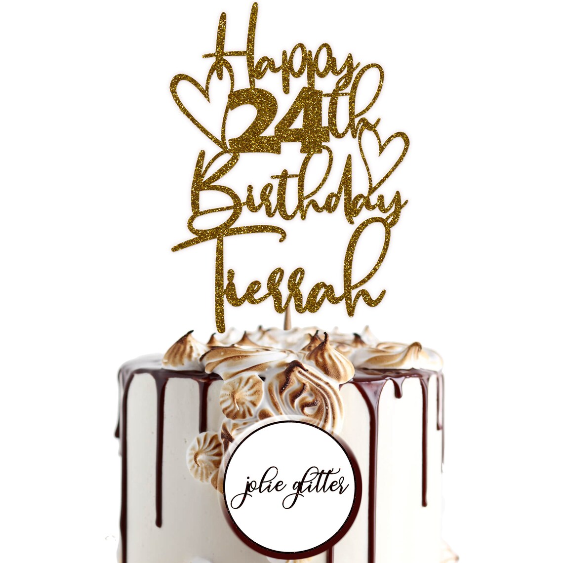 Personalised Custom Glitter Cake Topper Happy 24th Birthday | Etsy