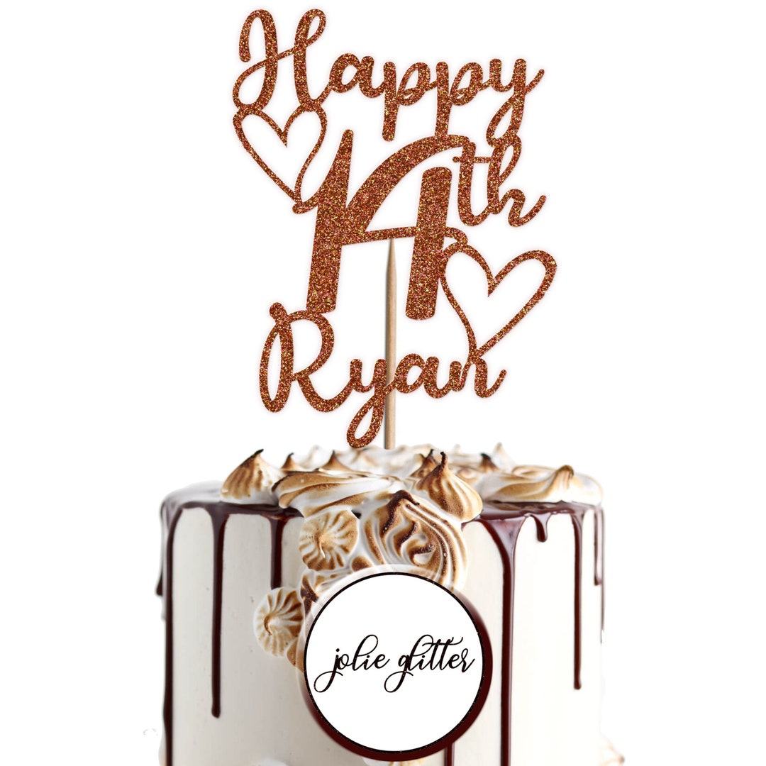 Personalised Glitter Cake Topper, Custom Happy 14th Birthday Cake ...