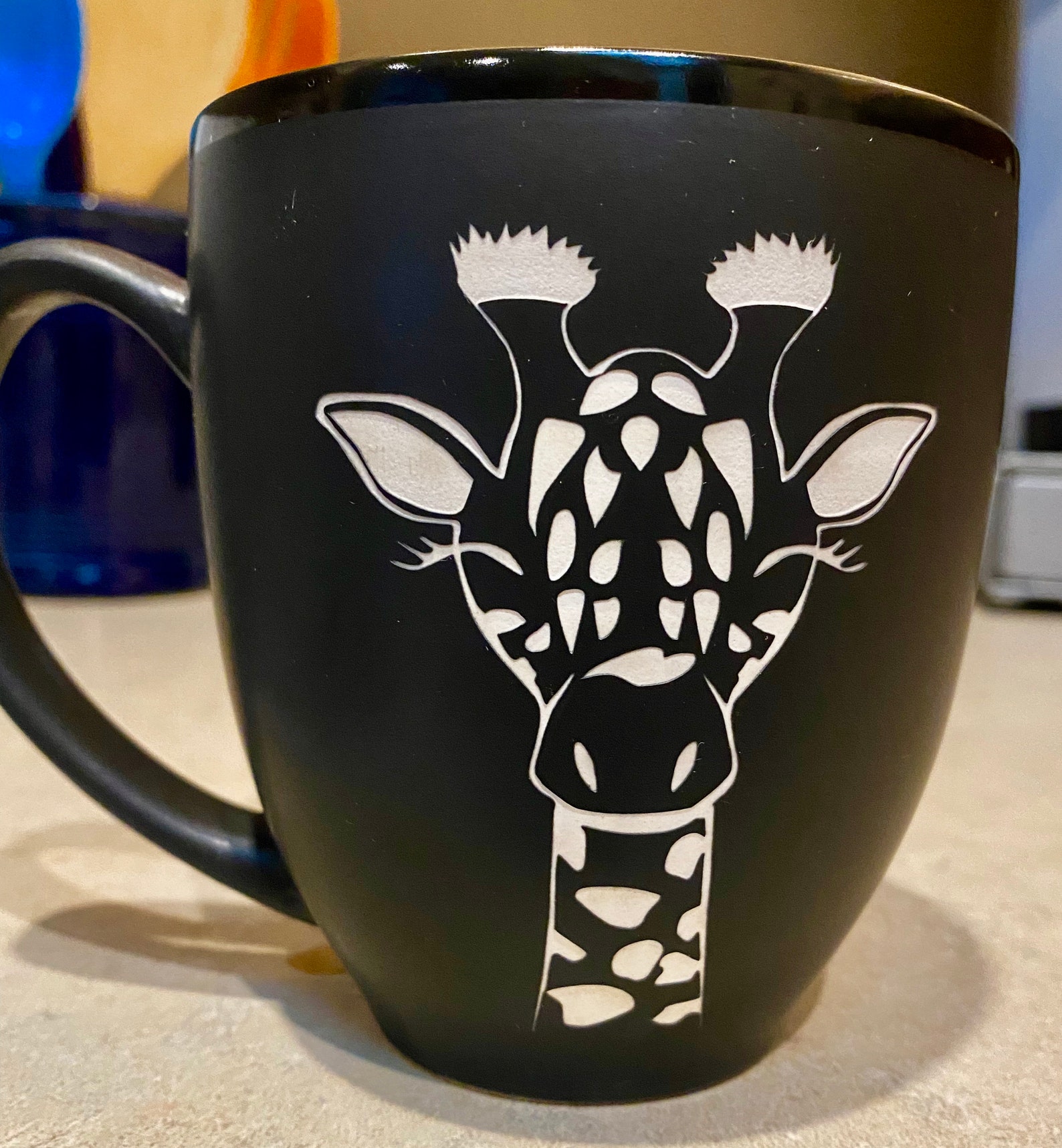 Giraffe Coffee Mug, Etched Giraffe Mug, Sandblasted Giraffe Mug ...