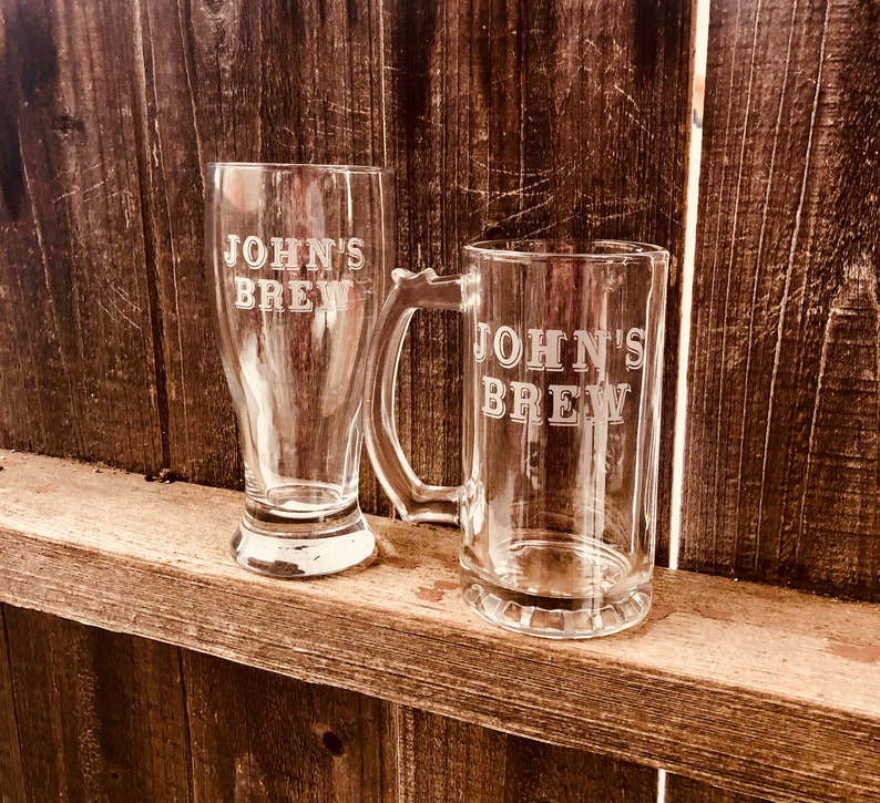 Etched Beer Mug Pilsner Glasses Personalized Glasses | Etsy
