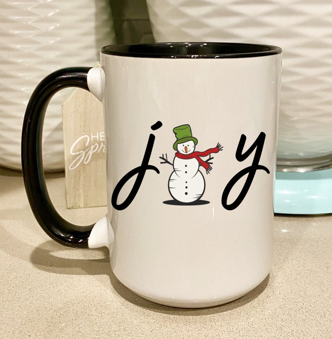 Christmas Mug, Joy Mug, Snowman Christmas Mug, Mug for Christmas, Holiday Mug. - Etsy