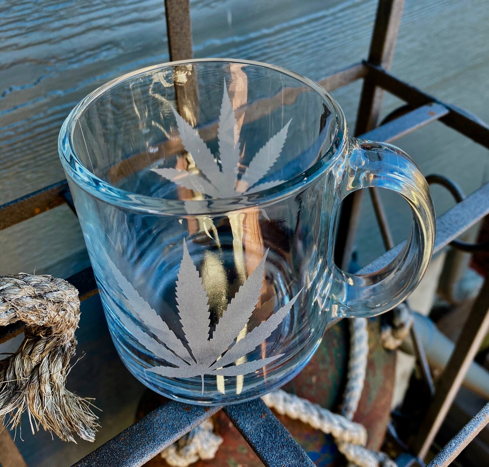 Etched 13oz Clear Glass Mug. Marijuana Etched Mug. Sandblasted - Etsy