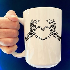 Skeleton Heart Hands, Skeleton Hands Mug, Skull Coffee Mug, Skull ...