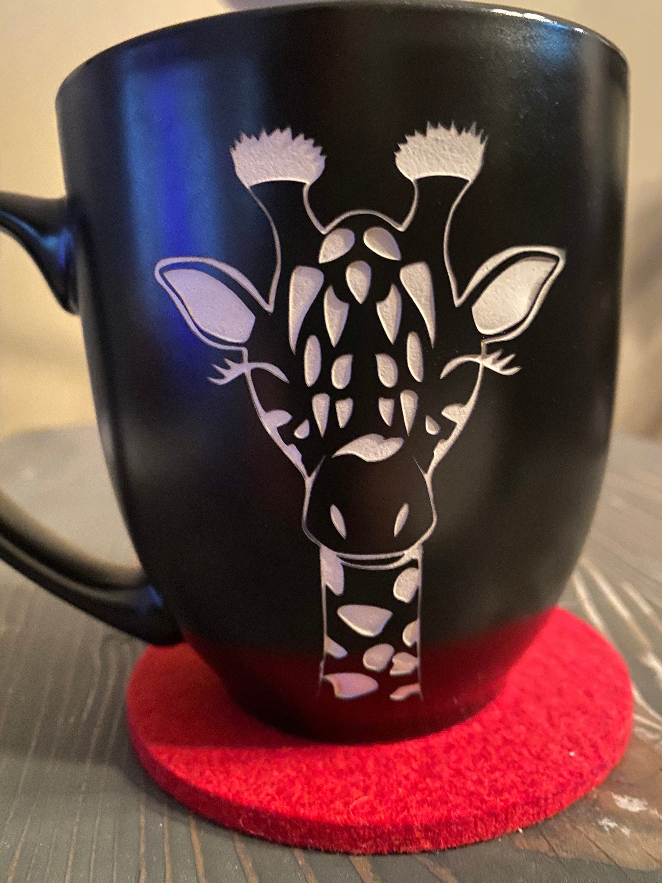 Giraffe Coffee Mug etched Giraffe mug sandblasted Giraffe | Etsy