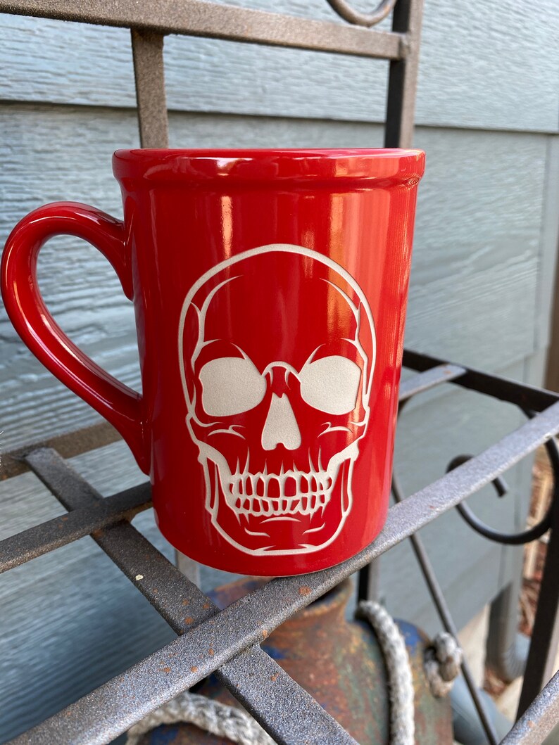 Etched Skull Ceramic Mug Mug for Skull Lovers Personalized - Etsy