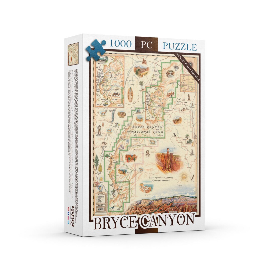 Bryce Canyon National Park Map Puzzle - 1000 Pieces, Includes Poster - Etsy