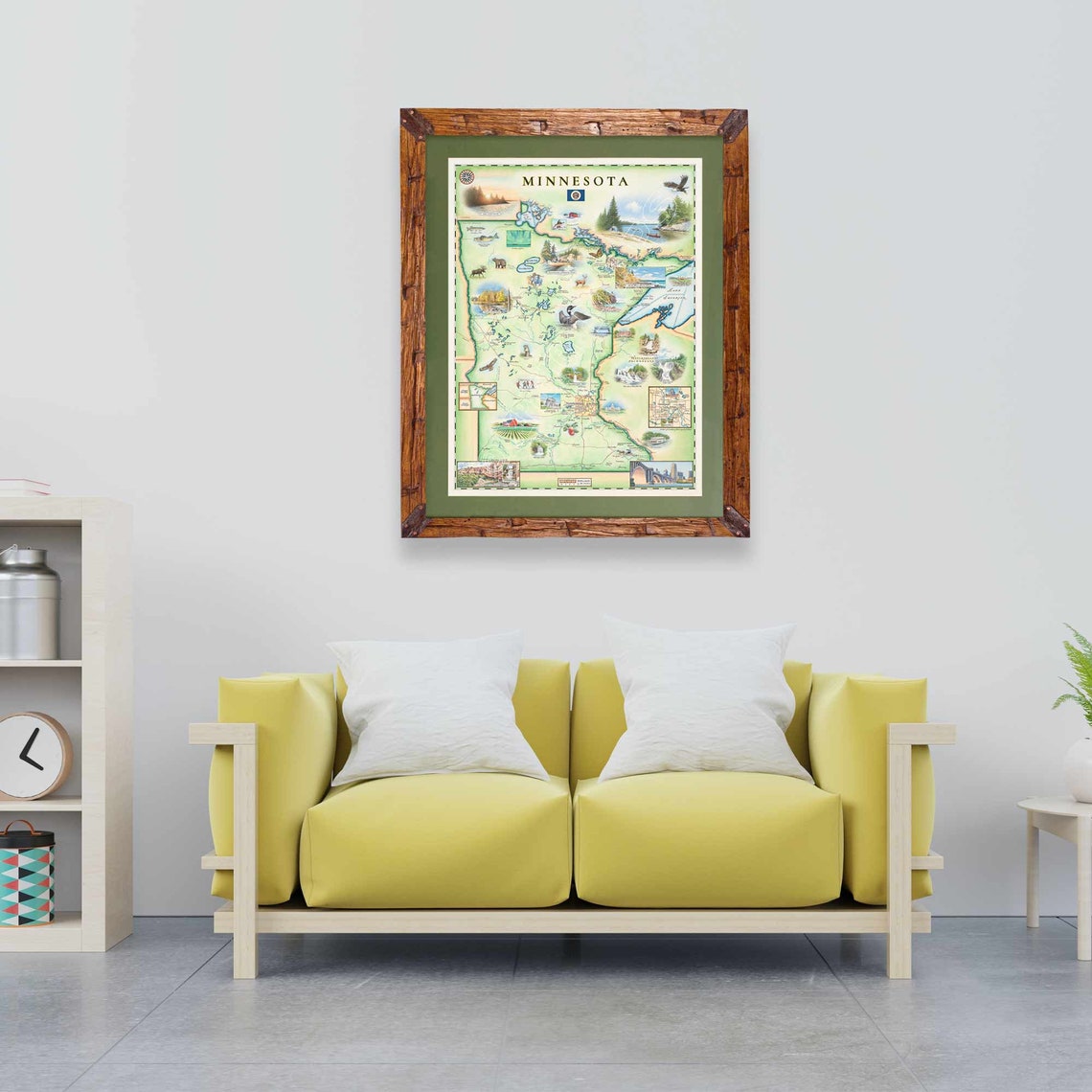 Minnesota State Map Art Print | Hand-drawn Vintage Style - Etsy