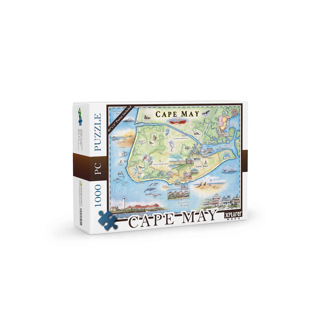 New Jersey's Cape May Map Puzzle - 1000 Pieces, Includes Poster - Etsy