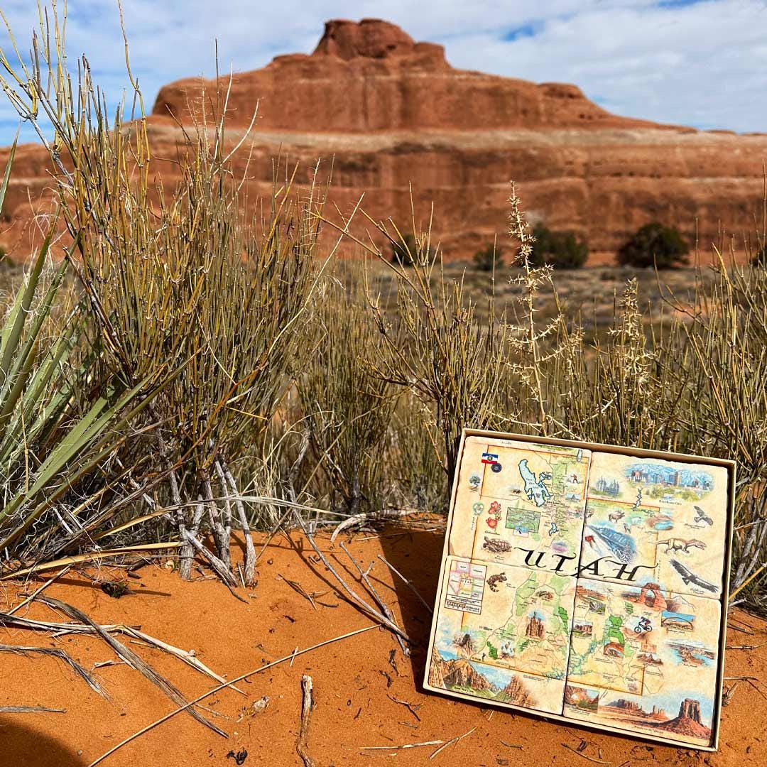 Utah Map Natural Stone Coasters - Set of 4, Made in USA - Etsy