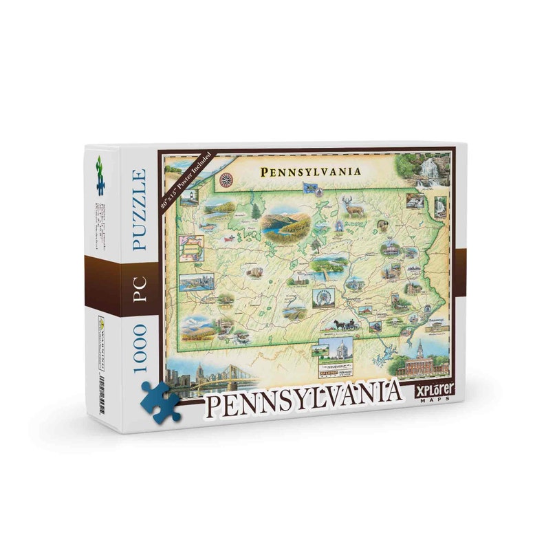 Pennsylvania State Map Puzzle - 1000 Pieces, Includes Poster - Etsy