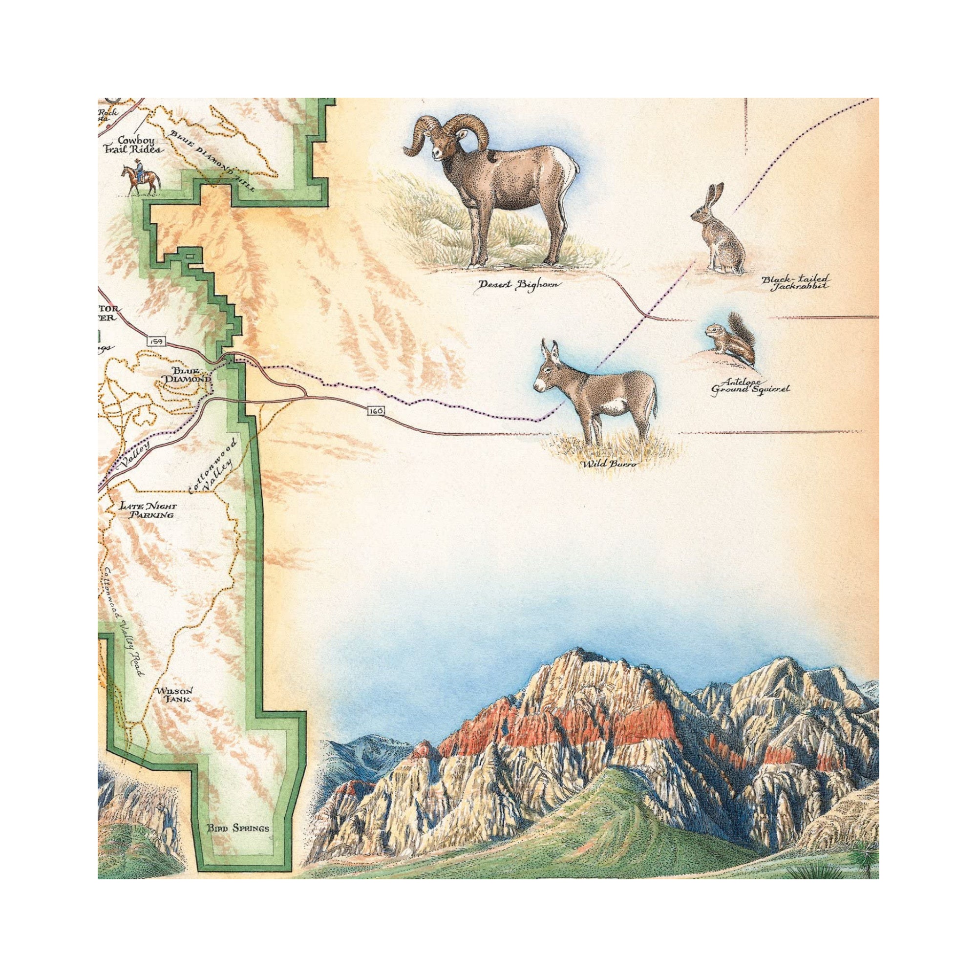 Red Rock Canyon Map Print | Vintage-style Lithograph Art, Nevada - Etsy