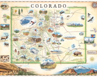 Colorado State Wall Map Large Print Poster - Etsy