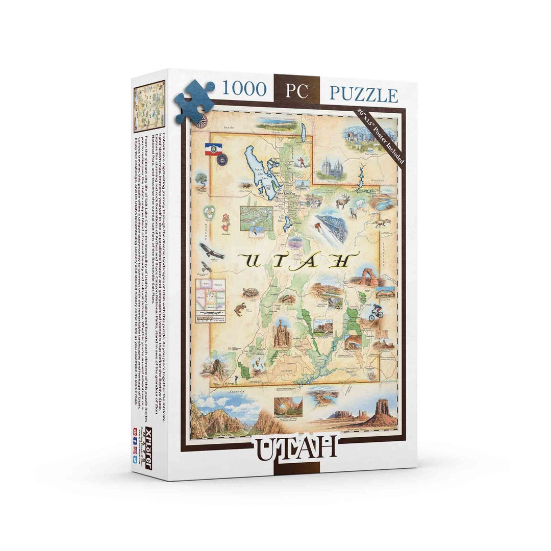 Utah Map Puzzle - 1000 Pieces, Includes Poster - Etsy