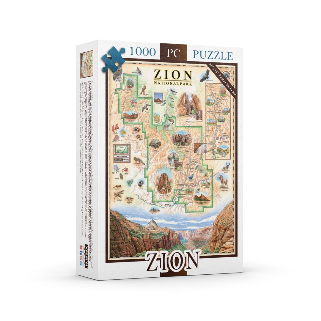Zion National Park Map Puzzle - 1000 Pieces, Includes Poster - Etsy