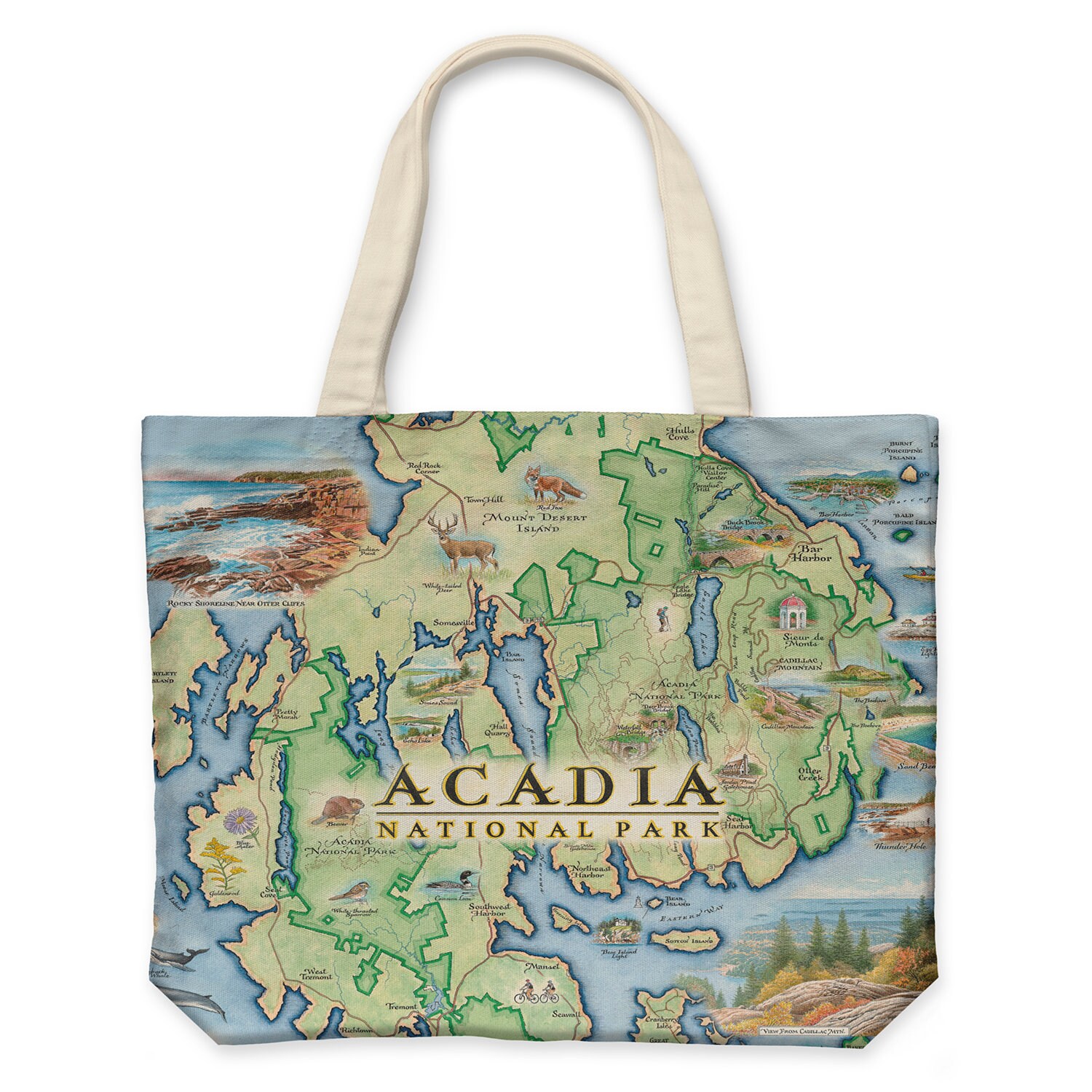 Acadia National Park Map Canvas Tote Bag | Reusable Travel Tote - Etsy